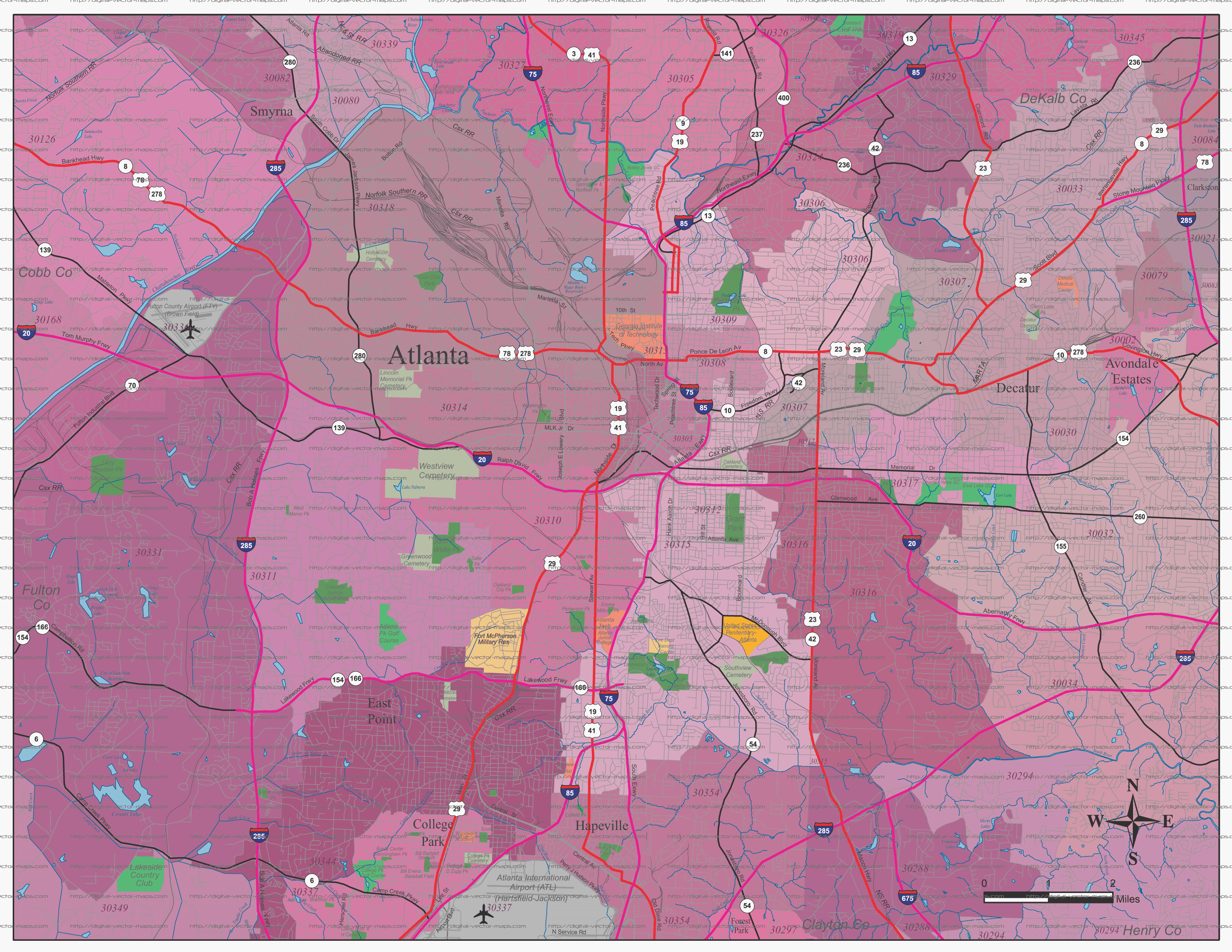 Atlanta Zip Code Map Printable